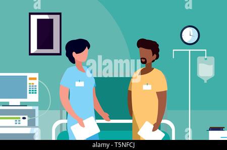 couple medicine workers in operating theater vector illustration design ...