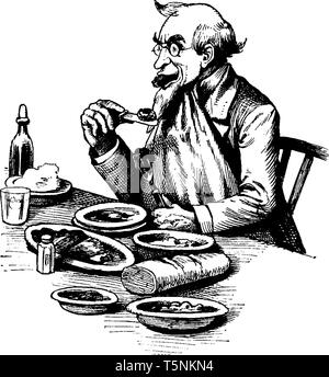 Vintage art illustration of man eating pizza Stock Vector Image & Art ...