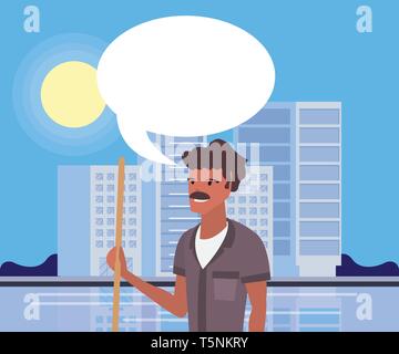 street sweeper man city labour day vector illustration design Stock ...