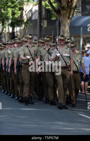 Australian Army Cadets dressed in full formal uniform, marching ...