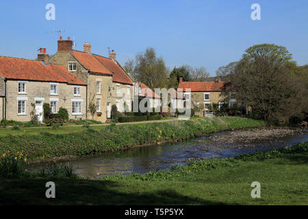 Spring at Sinnington Village and the River Seven, near Pickering, North ...