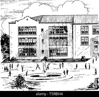 School building line drawing Stock Vector Image & Art - Alamy