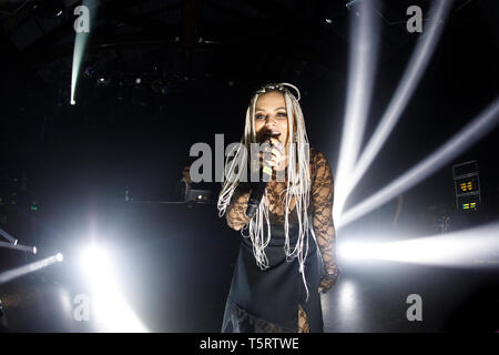 Denmark, Copenhagen - April 24, 2019. The Russian rave music band ...