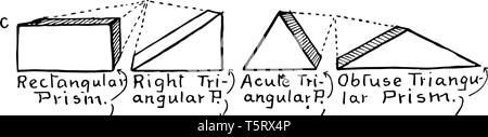 The image shows different types of parallel prisms: right triangular ...