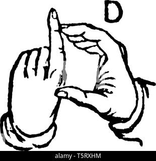 This image shows two hand signals for K, vintage line drawing or ...