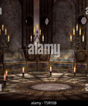 The dark mysterious abandoned room, fantasy scene, 3d rendering ...