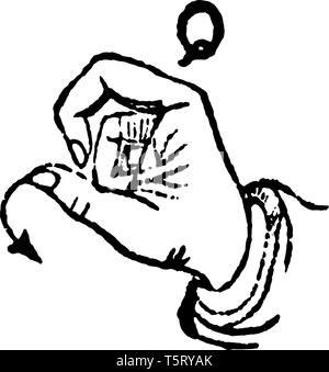 This image shows two hand signals for K, vintage line drawing or ...