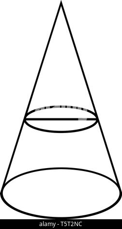 The image shows a cone that shows its conical sections. Each section ...