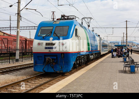 Bukhara, Uzbekistan: high-speed afrosiyob train and railway station. 24 ...
