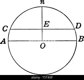 A diagram of a circle with a diameter, radius and segment drawn and ...