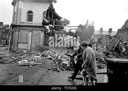 IRA bomb damage in the Shankill area of Belfast, Northern Ireland in ...