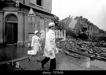 IRA bomb damage in the Shankill area of Belfast, Northern Ireland in ...