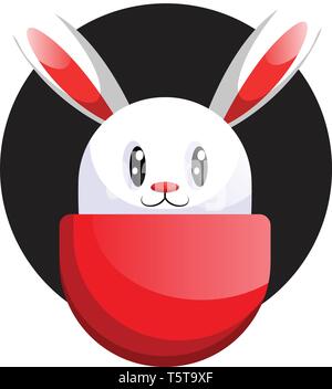 Vector black and white Easter bunny icon for kids. Cute kawaii rabbit ...