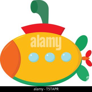 Colored Submarine Clipart Vector Illustration Isolated On White ...