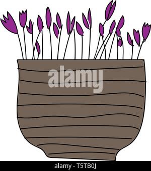 Simple flowers in brown vase semi flat color vector object Stock Vector ...