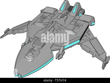 International space station, spacecraft with top view and yellow panels ...
