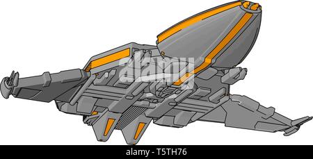 International space station, spacecraft with top view and yellow panels ...