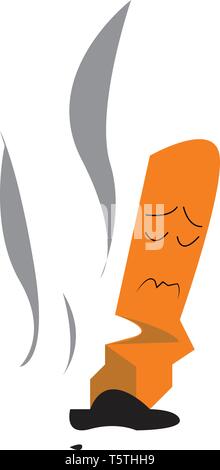 Long sad cigarette, illustration, vector on white background Stock ...