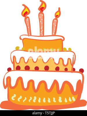 Three Layer Cake Sweet Food Coloring Page for Kids Stock Vector Image ...