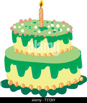 Two Layer Cake Sweet Food Coloring Page for Kids Stock Vector Image ...