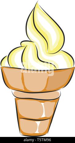 Ice cream, waffle cone with swirl isolated sketch. Vector sundae ...