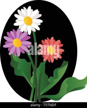 Vector white background daisy flowers, wild flowers and butterflies ...