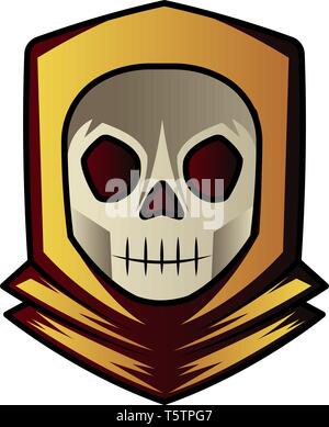 Illustration design of a skull head wearing a hat under a traveling ...