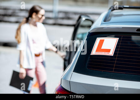 Student driver (learner driver) sign on car - USA Stock Photo - Alamy