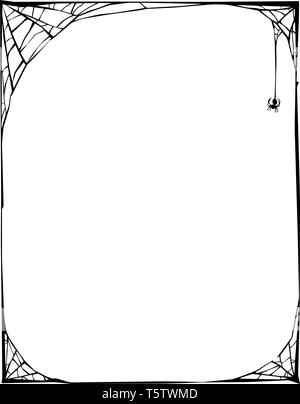 Halloween spider web line drawing. Silhouette of curved threads. Hand ...