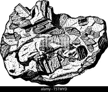 This diagram represents Crystal Aggregate, vintage line drawing or ...