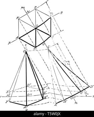 The image shows a hexagonal prism from different angles with two of its ...