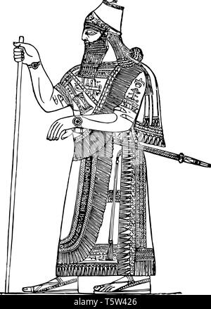 Assyrian king drawing, illustration vector Stock Vector Image & Art - Alamy