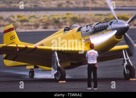 P-51 Mustang air racer Strega sits on the ramp Stock Photo - Alamy