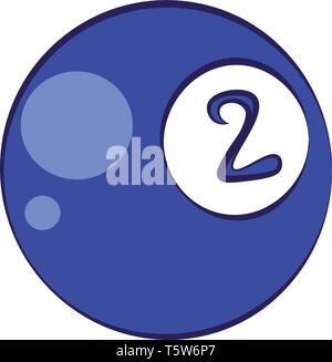 Blue Billiard Ball number 2 two vector illustration isolated on green ...