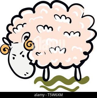 Angry sheep, illustration, vector on white background Stock Vector ...