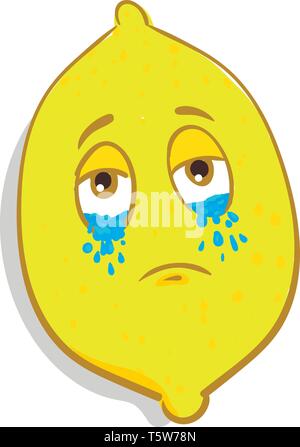 Cartoon crying face with tears in eyes, upset emoji. Vector ...