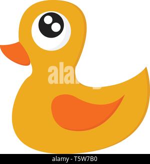 Cute yellow rubber ducky in simple cartoon style. Vector toy duck illustration Stock Vector ...