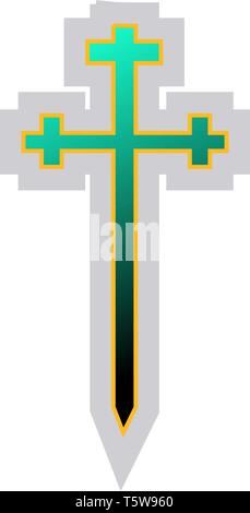 Religious blue cross on a white background. Christianity logo. . Vector ...