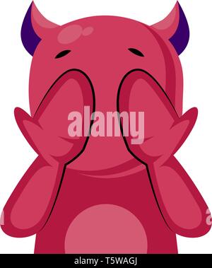 Scared cartoon monster white background vector illustration Stock ...