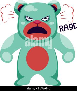 A cute angry blue bear cartoon character isolated on the white ...