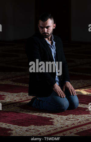 Businessman Muslim Making Traditional Prayer to God Allah in the Mosque ...