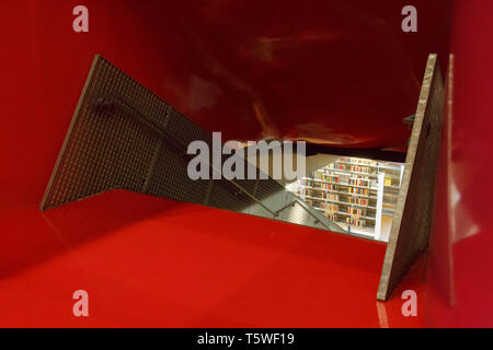 The red room and connecting stair case of Seattle public library, the ...
