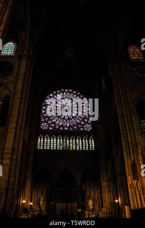 Gothic Rayonnant stained glass rose window, Cathedral Basilica of Stock ...