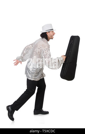 Travelling musician isolated on white Stock Photo - Alamy