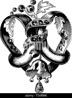 Brooch was made in Belgium, vintage line drawing or engraving ...