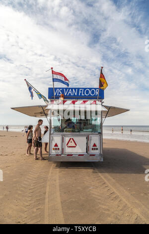 Dutch fish seller on the beach in Zandvoort, The Netherlands Stock ...