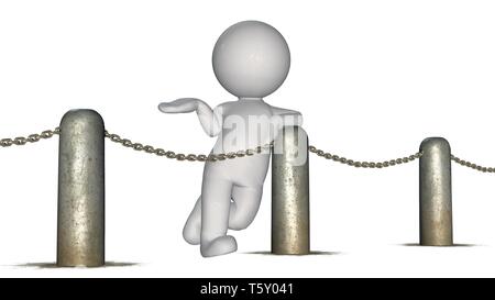 3D people behind chains blockade on green screen Stock Photo - Alamy