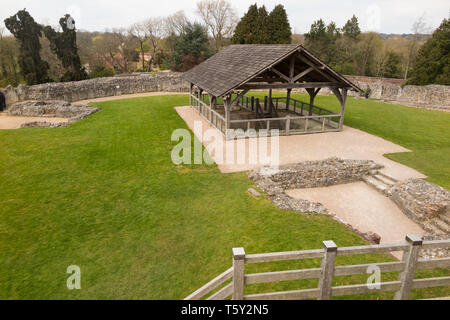 Roof structure protecting the original stone Norman Square Keep ...