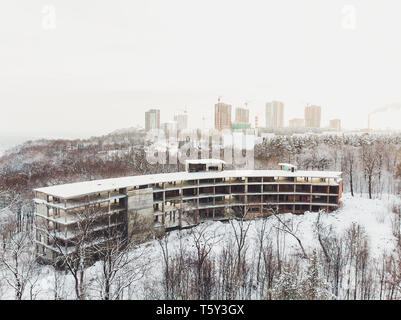 Fragment of facade a house under construction, modern building is under ...