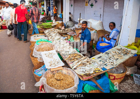 GOA, INDIA - APRIL 06, 2012: Indian dress and fabric at the local ...